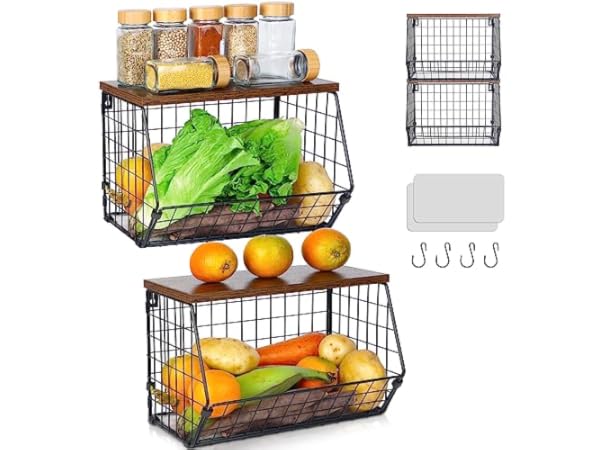 The 10 Best Stackable Hanging Kitchen Baskets of 2024 (Reviews ...